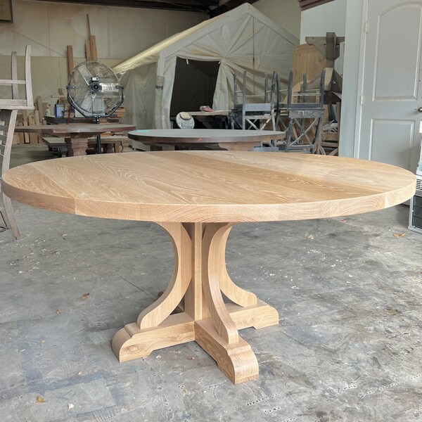 Round White Oak Table - Etsy