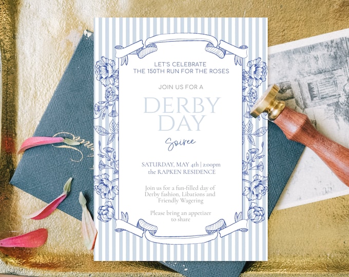 Kentucky Derby Party Invitation, Run for the Roses, Derby Party ...