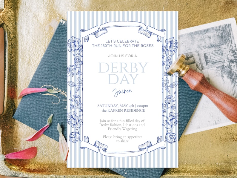 Kentucky Derby Party Invitation, Run for the Roses, Derby Party ...