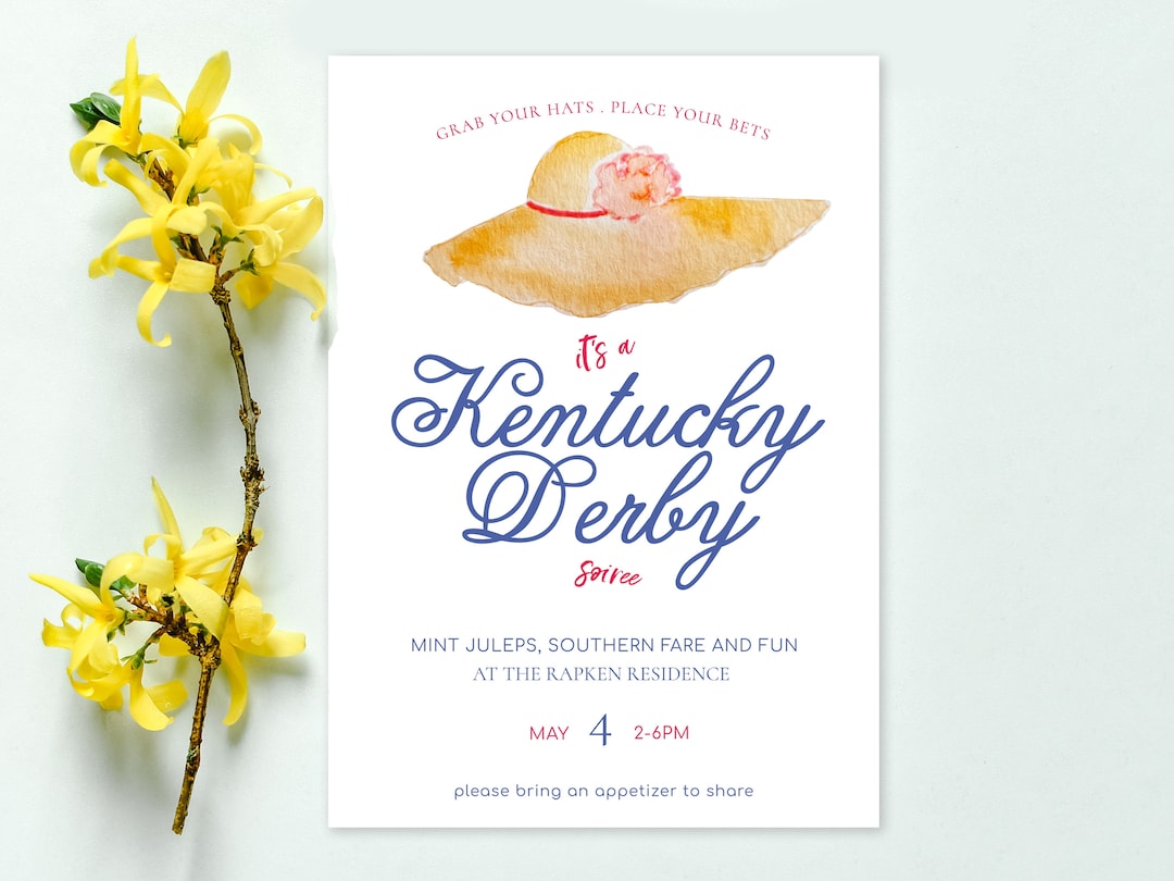 Kentucky Derby Party Invitation, Kentucky Derby Hat, Derby Party ...