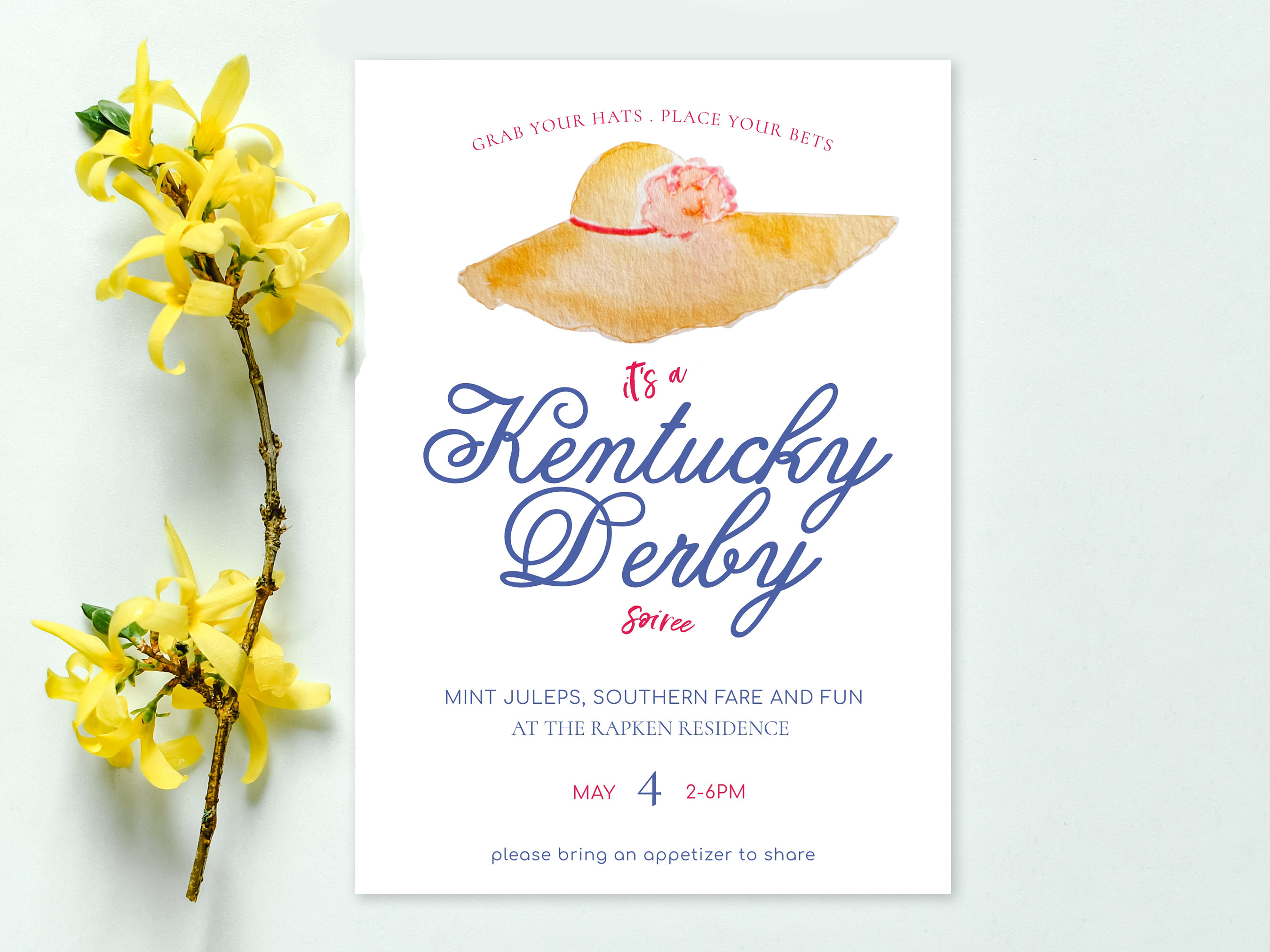 Kentucky Derby Party Invitation, Kentucky Derby Hat, Derby Party ...