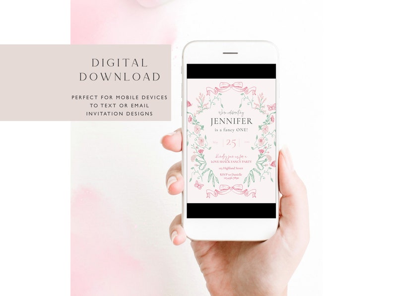 Love Shack Fancy Birthday Invitation, Fancy One Birthday, Floral Wreath ...