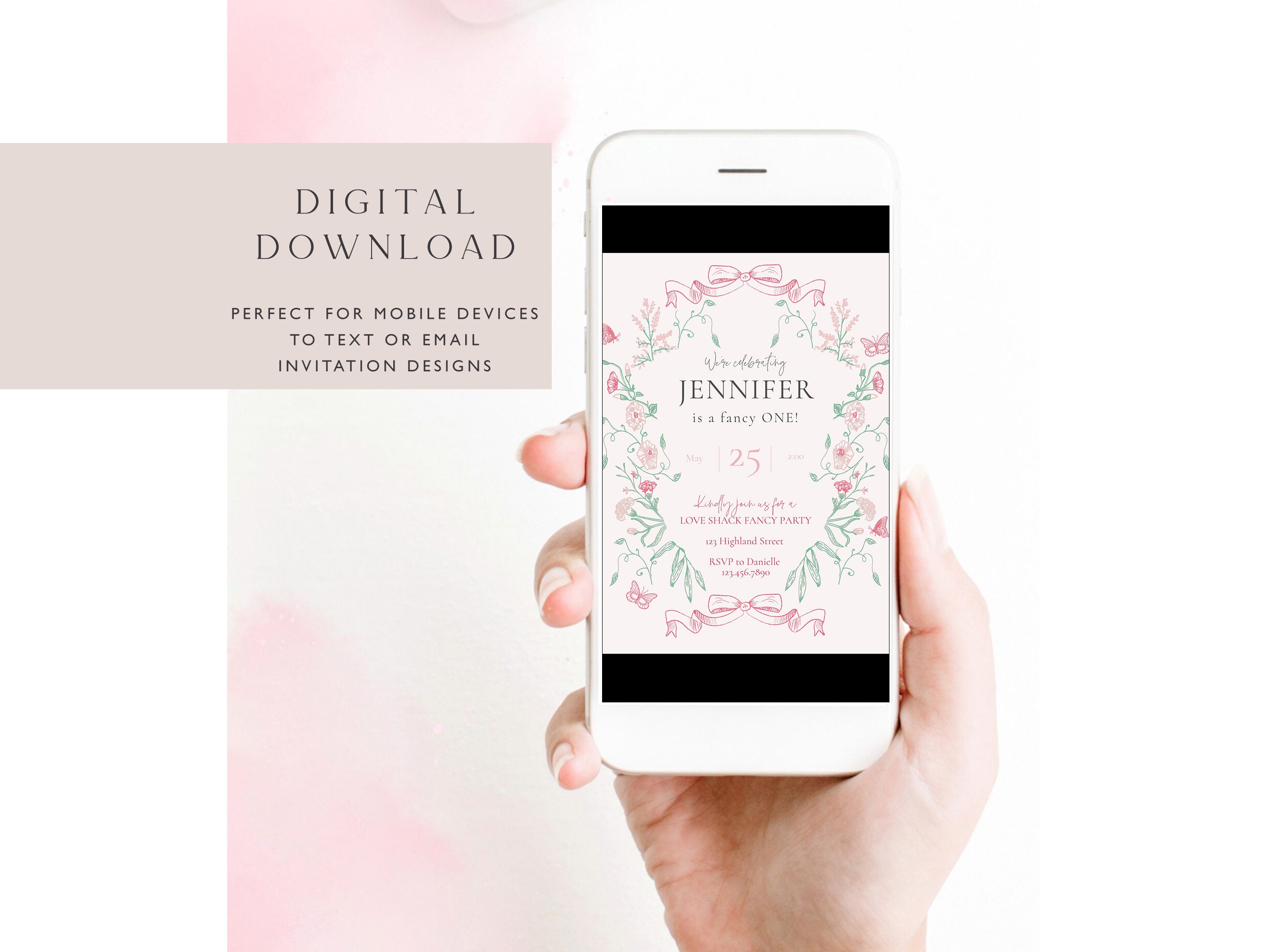 Love Shack Fancy Birthday Invitation, Fancy One Birthday, Floral Wreath ...