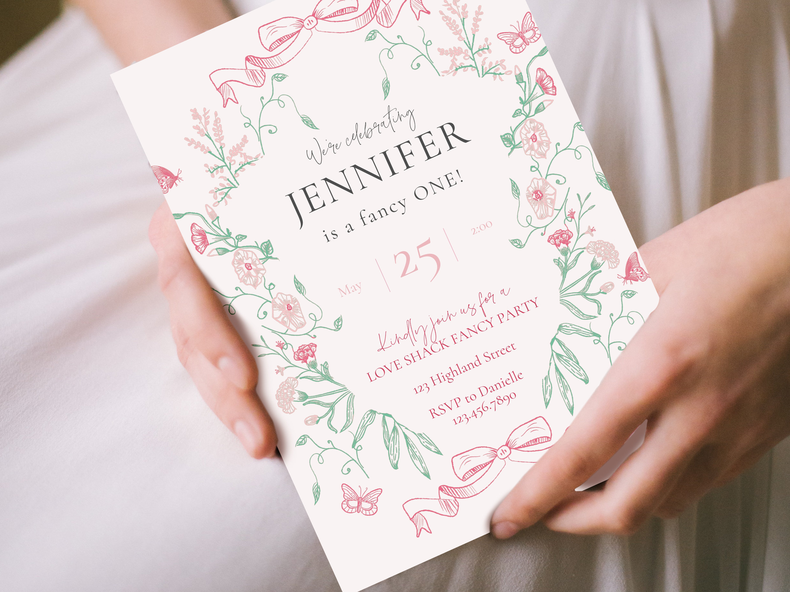 Love Shack Fancy Birthday Invitation, Fancy One Birthday, Floral Wreath ...