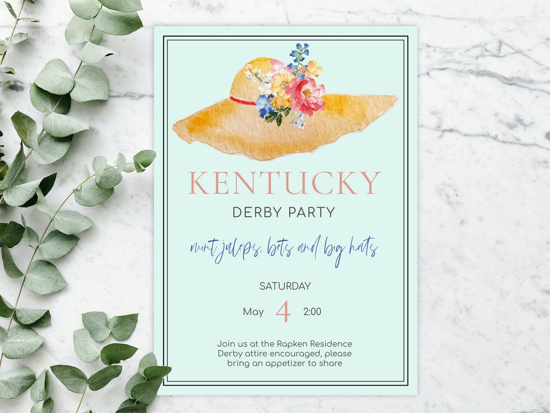 Kentucky Derby Party Invitation, Run for the Roses, Derby Party ...