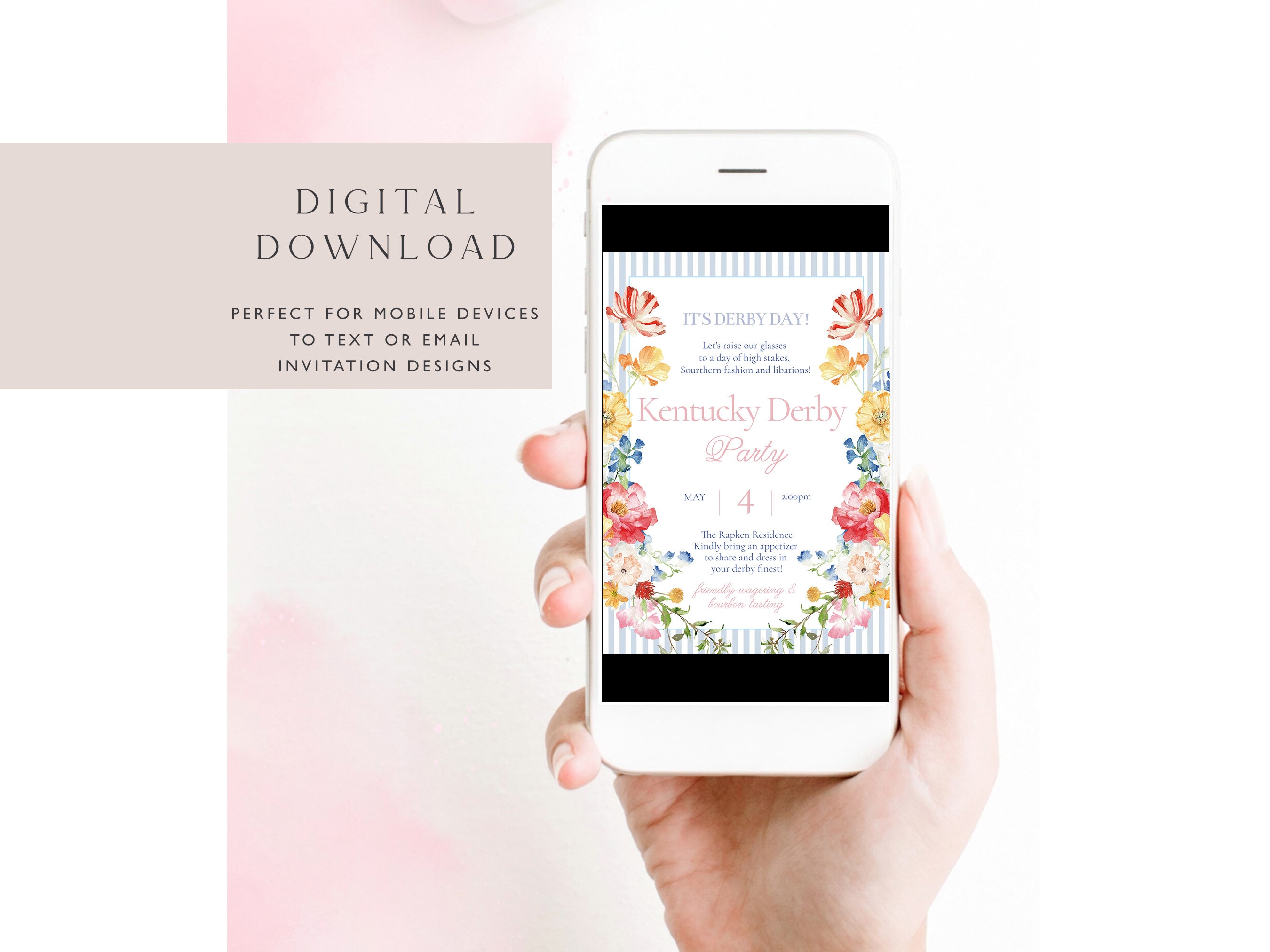 Kentucky Derby Party Invitation, Run for the Roses, Derby Party ...