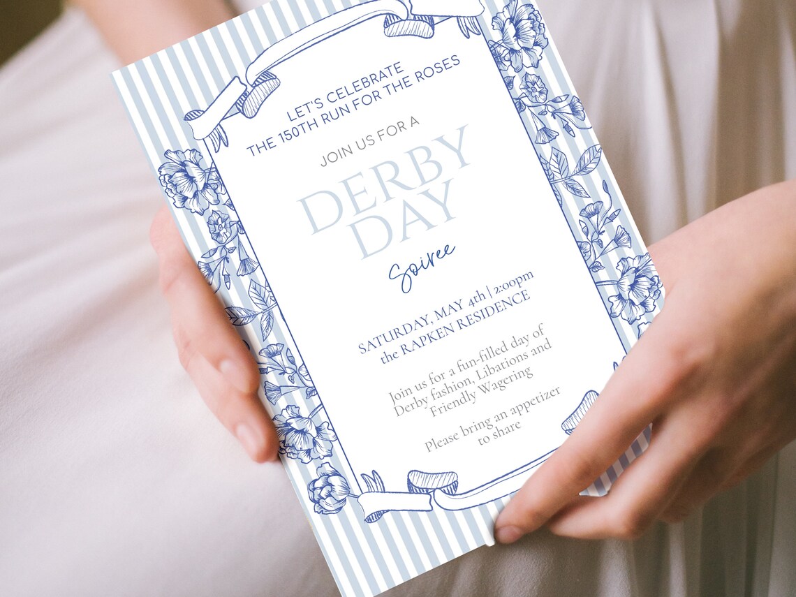 Kentucky Derby Party Invitation, Run for the Roses, Derby Party ...