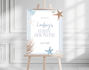 Seashore Watercolor Bridal Shower Welcome Sign, Bridal Shower Signage ...