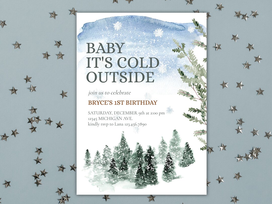 Winter Woodlands Birthday Invitation, Winter Onederland, Evergreen ...