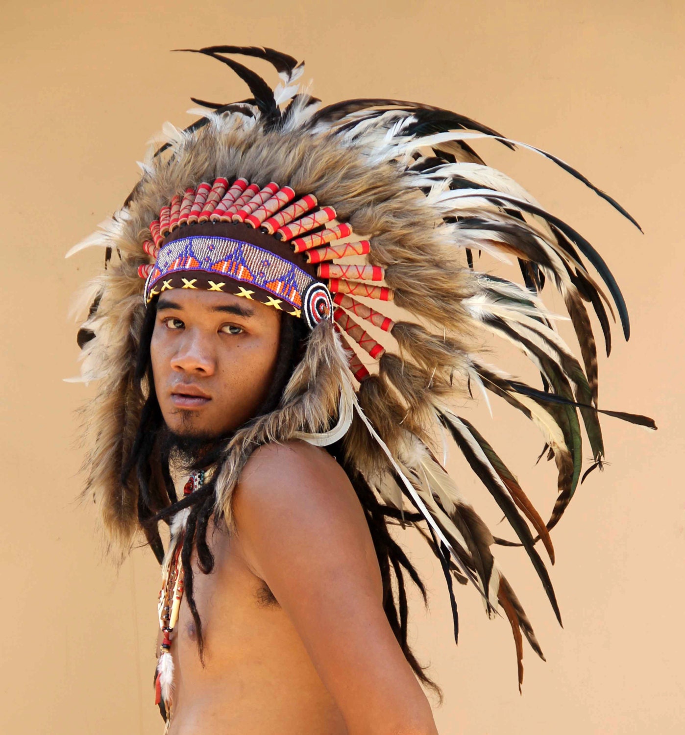 penacho estilo indio de plumas inspirado nativo americano | Etsy
