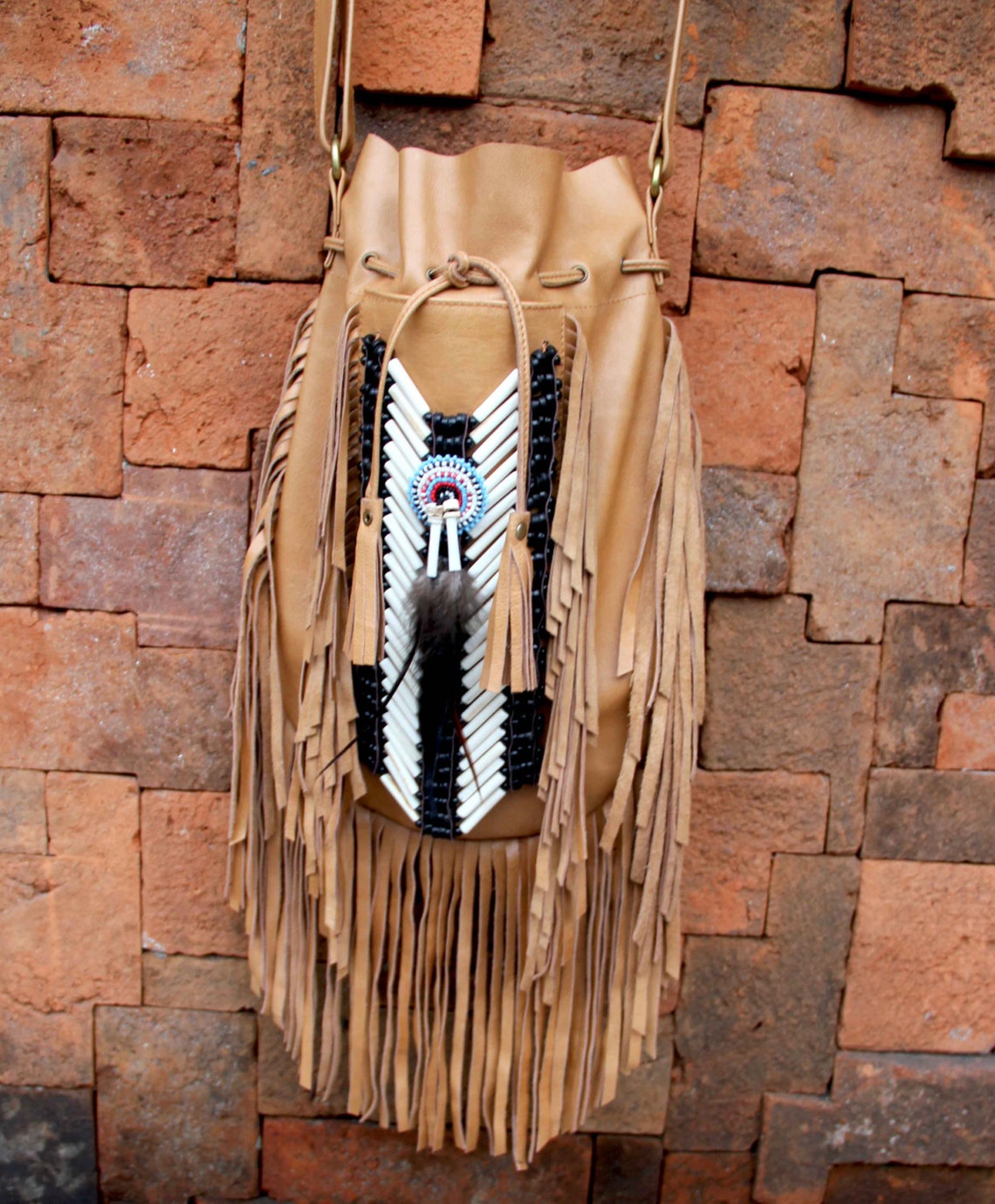 Arizona Leather Bag, Tan Color, Boho Fringed Bag - Etsy