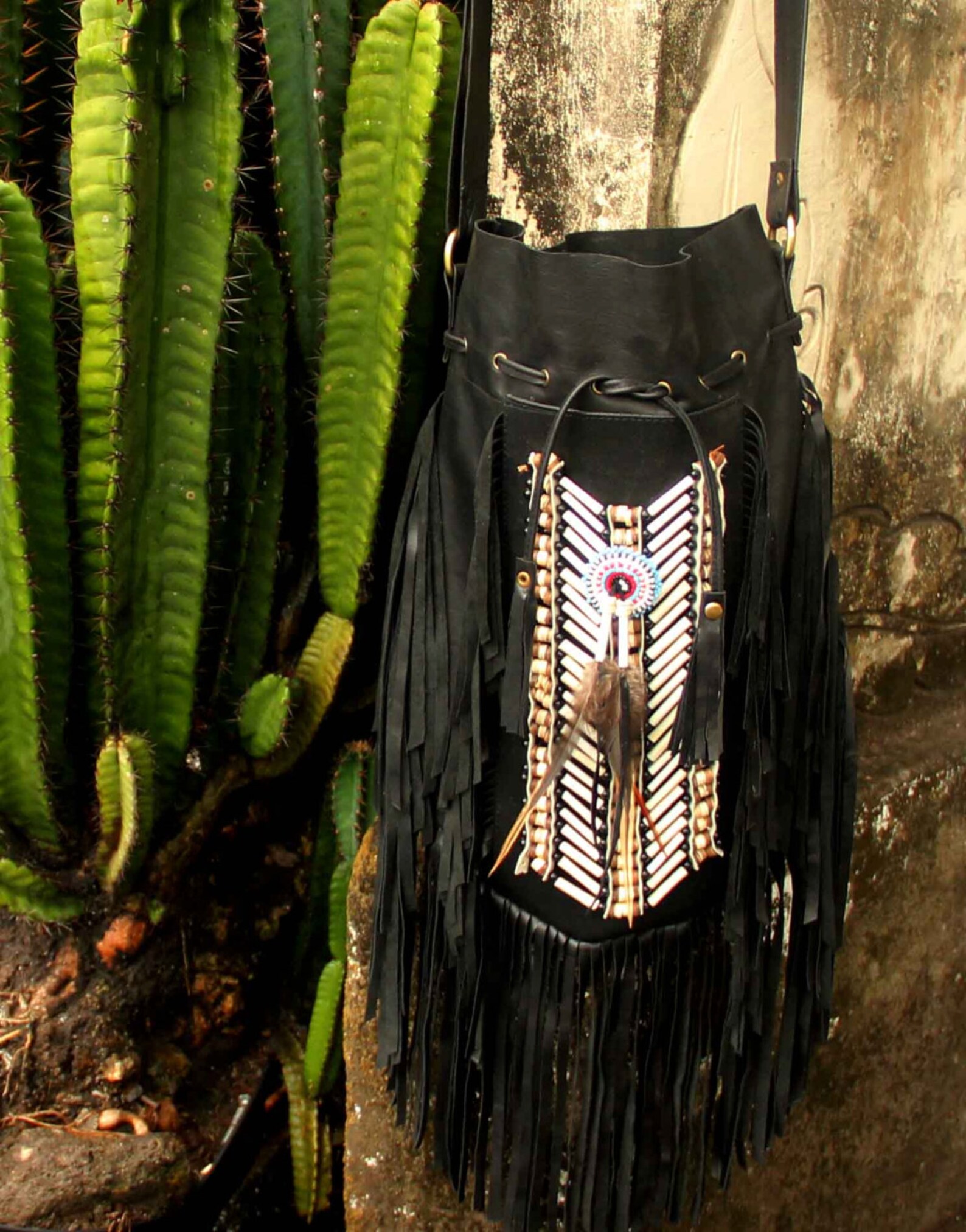 Black Leather Bag Fringe Bag Boho Bag Gypsy Bag | Etsy