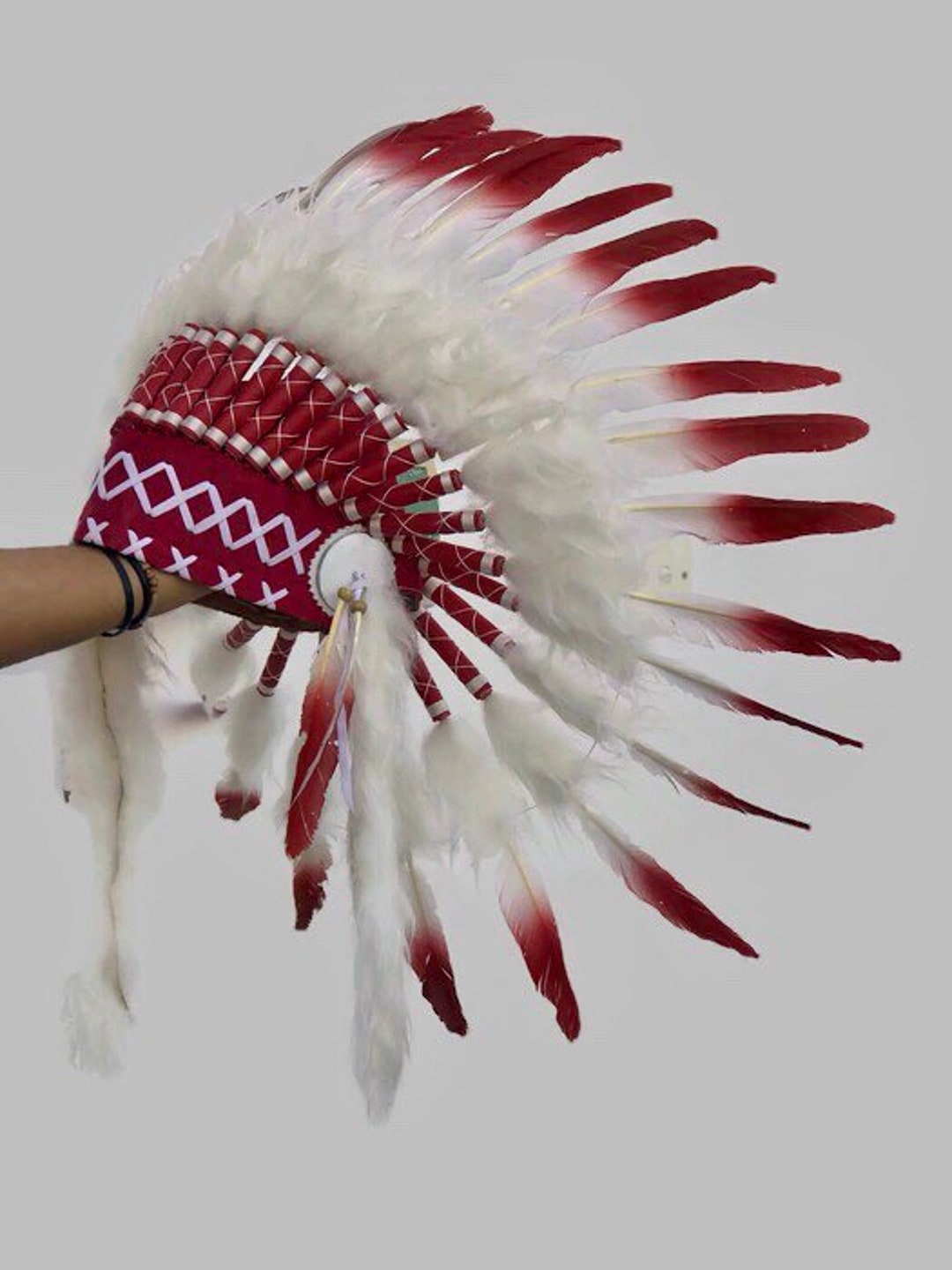 Child 5 to 8 Years 54 Cm /21 Inch Indian Headdress Replica Red and ...