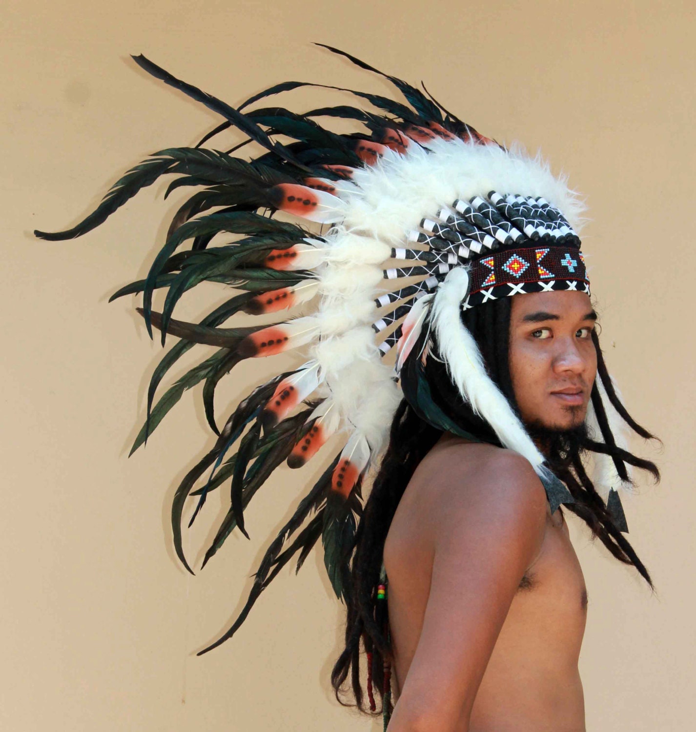 ON SALE Indian headdress replica short length double | Etsy