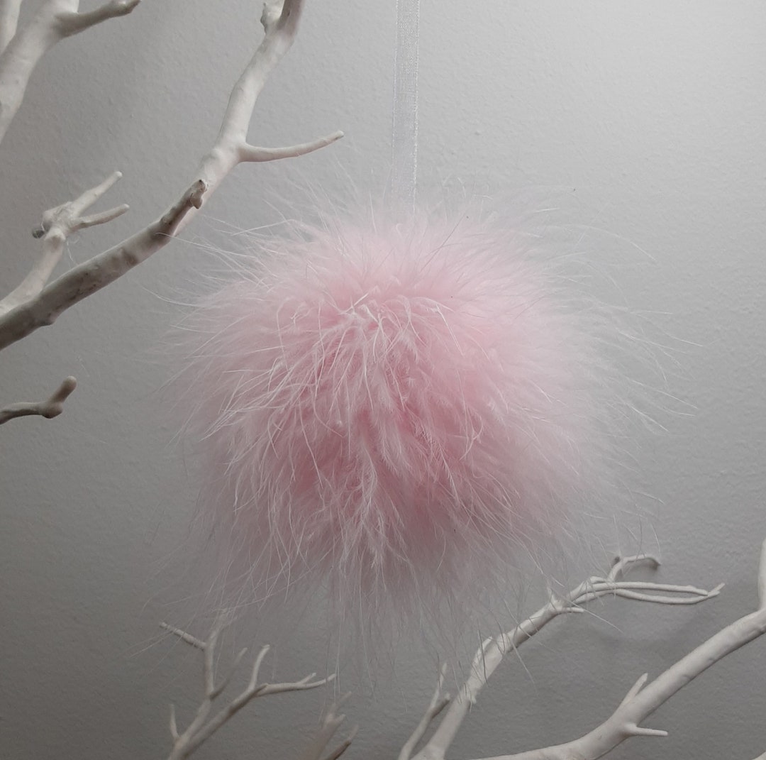 Pastel Pink Bauble , Feather Bauble, Pink Xmas Tree Decoration, Luxury ...