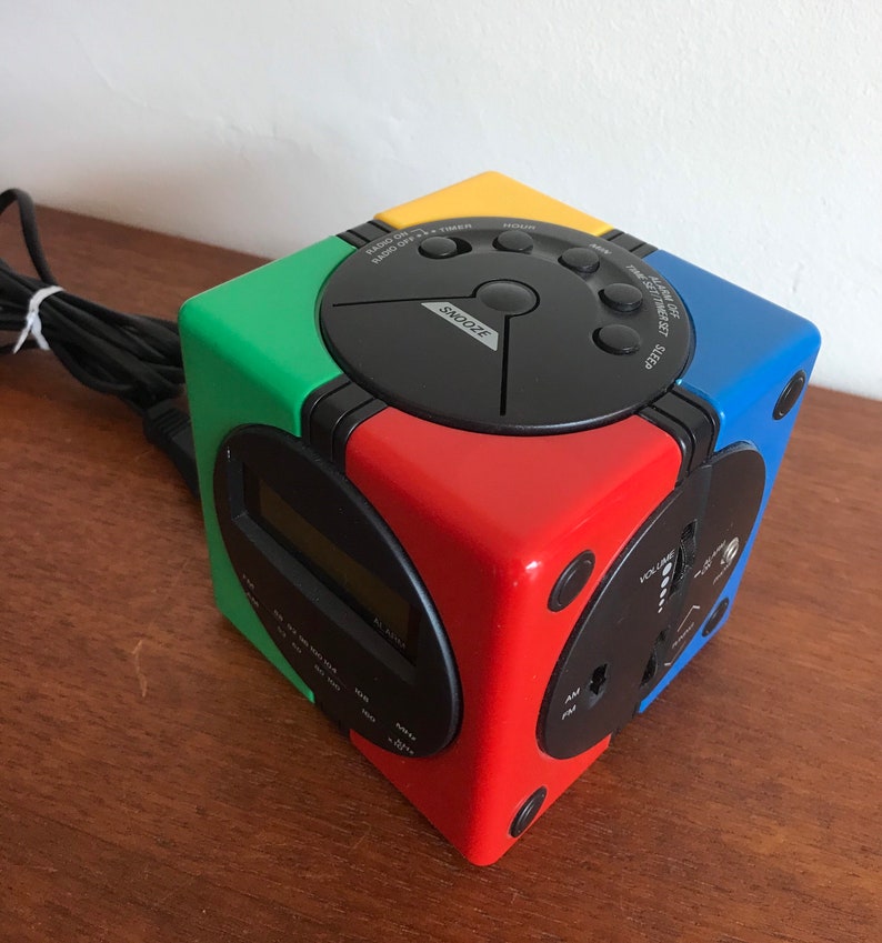 Vintage 80s digital Cube Clock Radio | Etsy