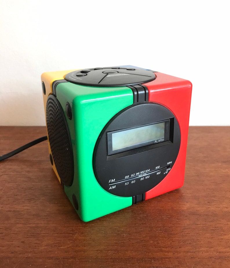 Vintage 80s digital Cube Clock Radio | Etsy