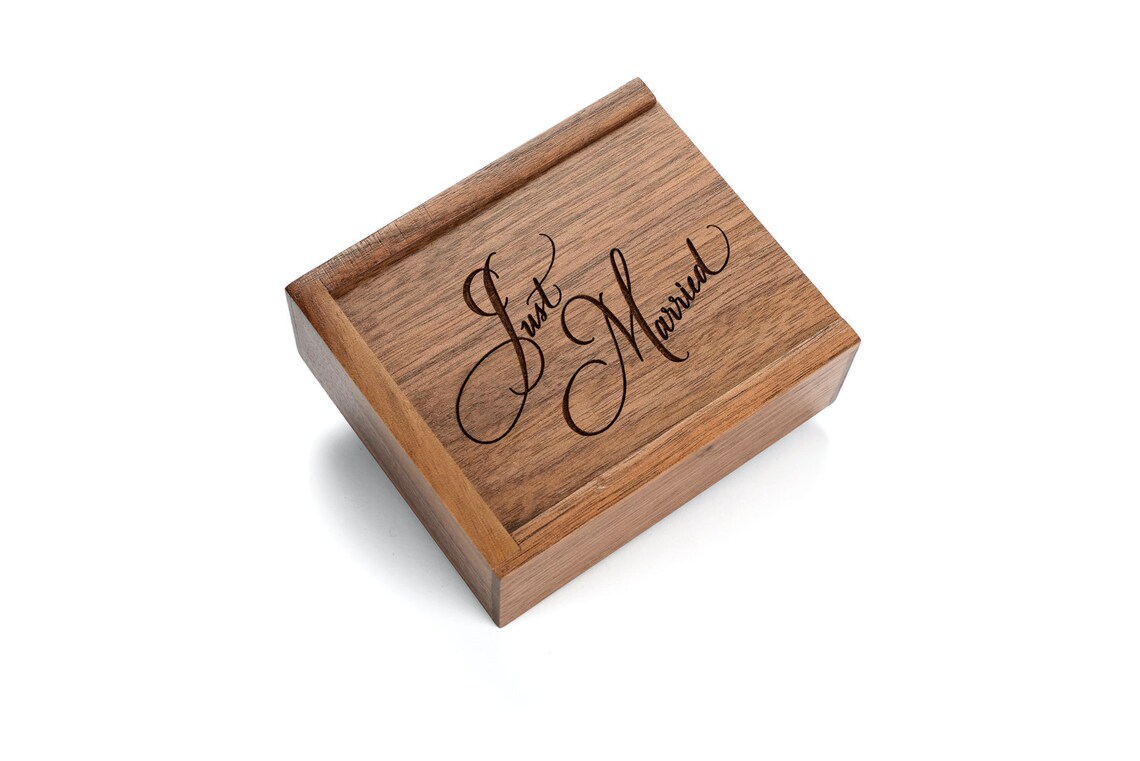 Photo Box Laser Engraved Just Married Wood Box USB Flash | Etsy
