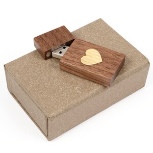 Wooden Walnut Flash Drive White Ash Veneer Heart Hand Laid - Etsy