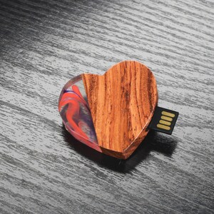 16GB Heart USB 2.0 Flash Drive With Laser Engraved Wooden Box, Wood ...