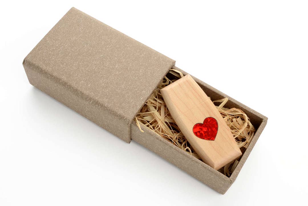 Maple Wood, USB Flash Drive, Laser Engraved Heart, USB Stick, Memory ...