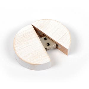 Set of 10 Round Wooden White Wash USB 2.0 Flash Drive, White Usb, White ...
