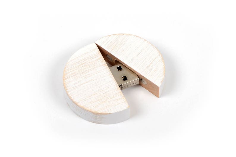 Set of 10 Round Wooden White Wash USB 2.0 Flash Drive White - Etsy