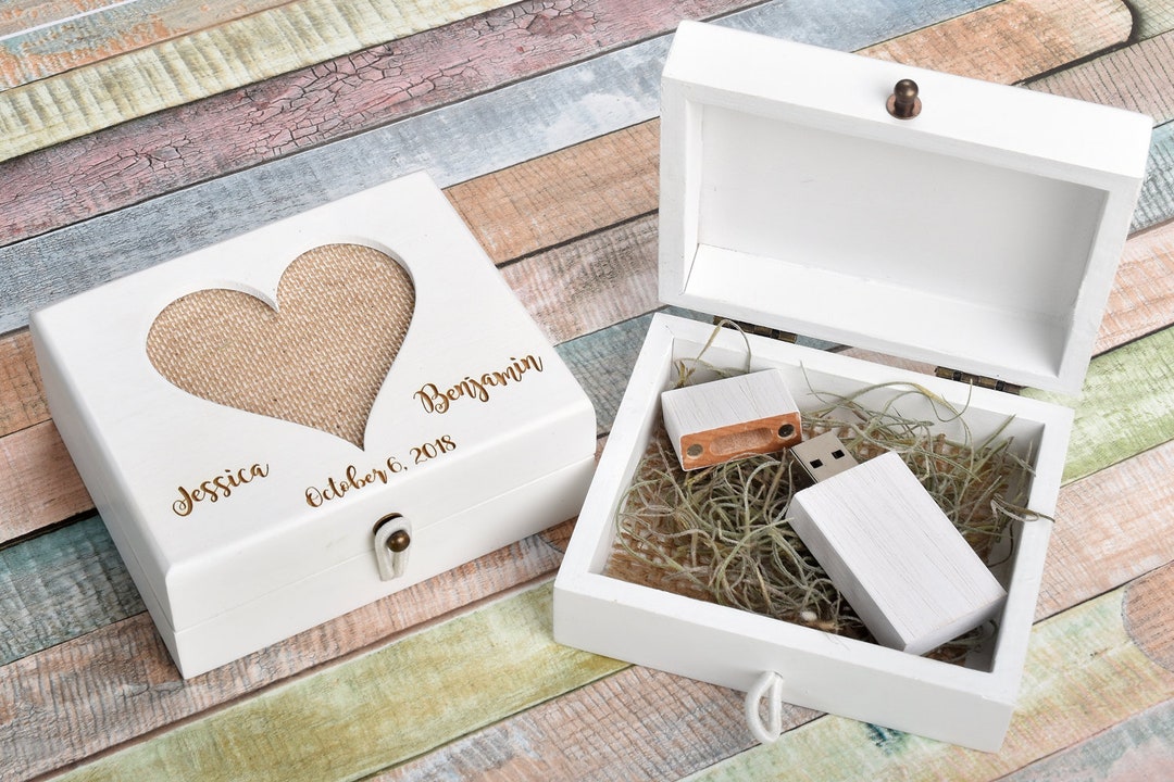 Set of 5, Wooden Keepsake Box, USB Flash Drive, Wood USB, Personalized ...
