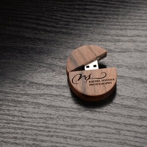 50 Wooden Round USB Flash Drive, Custom Engrave USB, Personalized Flash ...