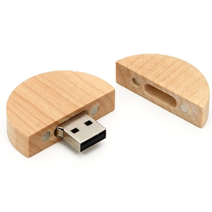 Set of 10 Round Wooden Maple USB 2.0 Flash Drive - Bulk Pack - USB 2.0 ...