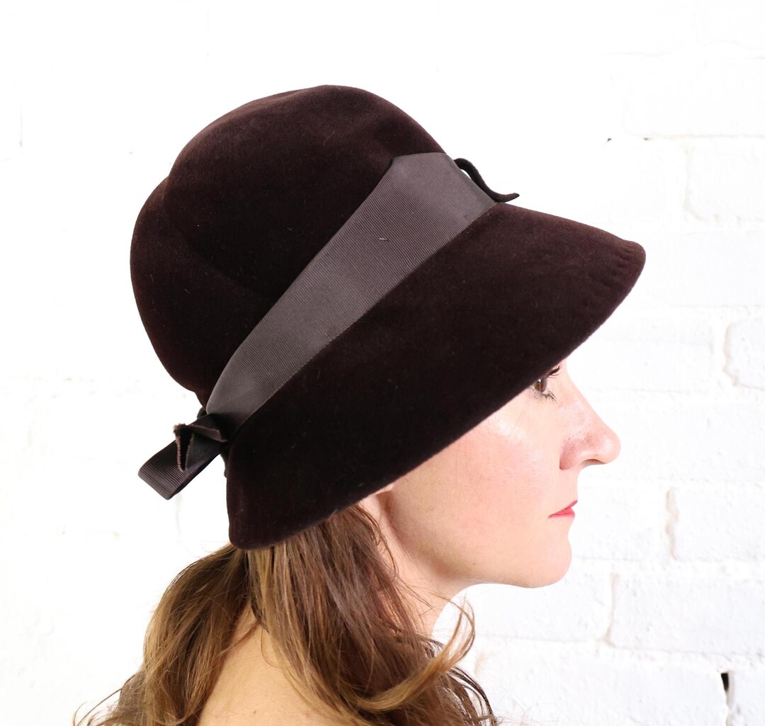 1960s Vintage Brown Wool Velour Bucket Hat | Made in France - Etsy