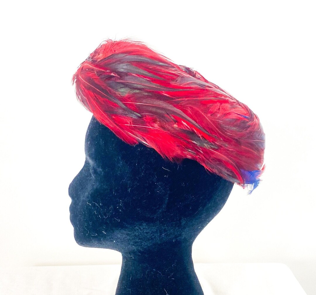 1950s Red Feather Hat 50s Red Feather Hat - Etsy