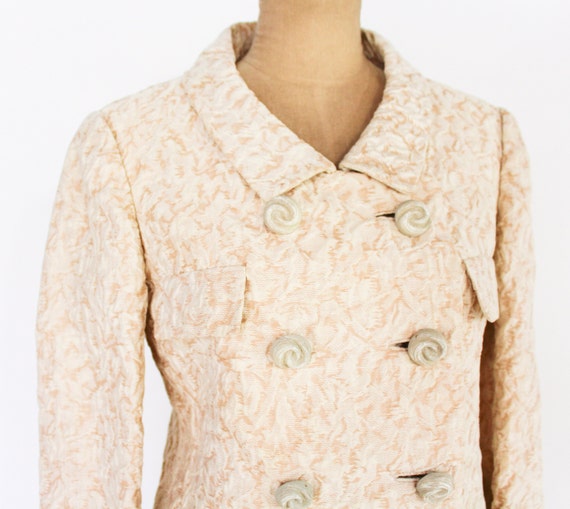 1960s Beige Double Breasted Brocade Suit | 60s Beige … - Gem