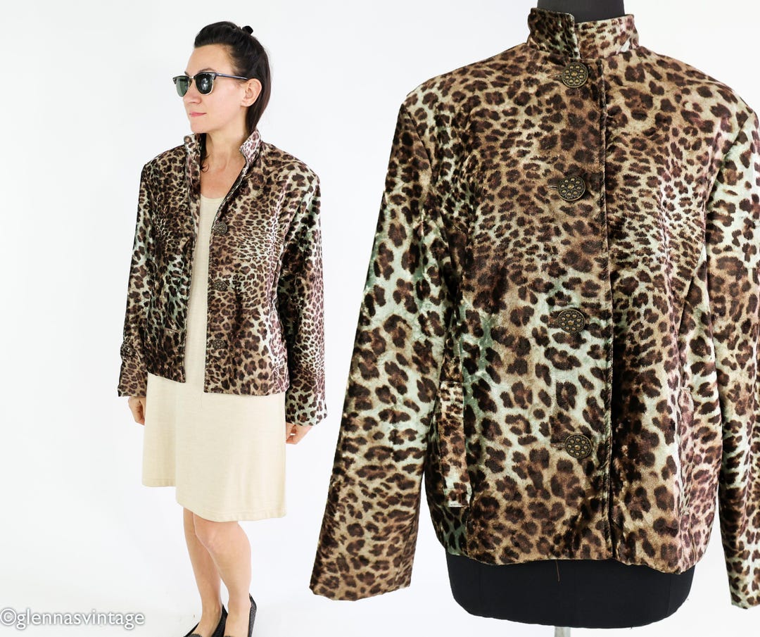1990s Leopard Print Jacket | 90s Animal Print Short Jacket | PAINTED ...