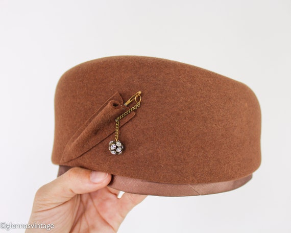 1960s Brown Wool Felt Hat | 60s Brown Mod Wool Hat | … - Gem