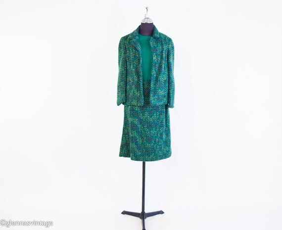 1960s Green Wool Tweed Suit | 60s Green Wool 3 Piece … - Gem