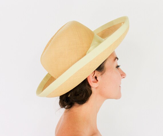 1980s Creme Straw Hat | 80s Woven Straw Summer Hat | … - Gem