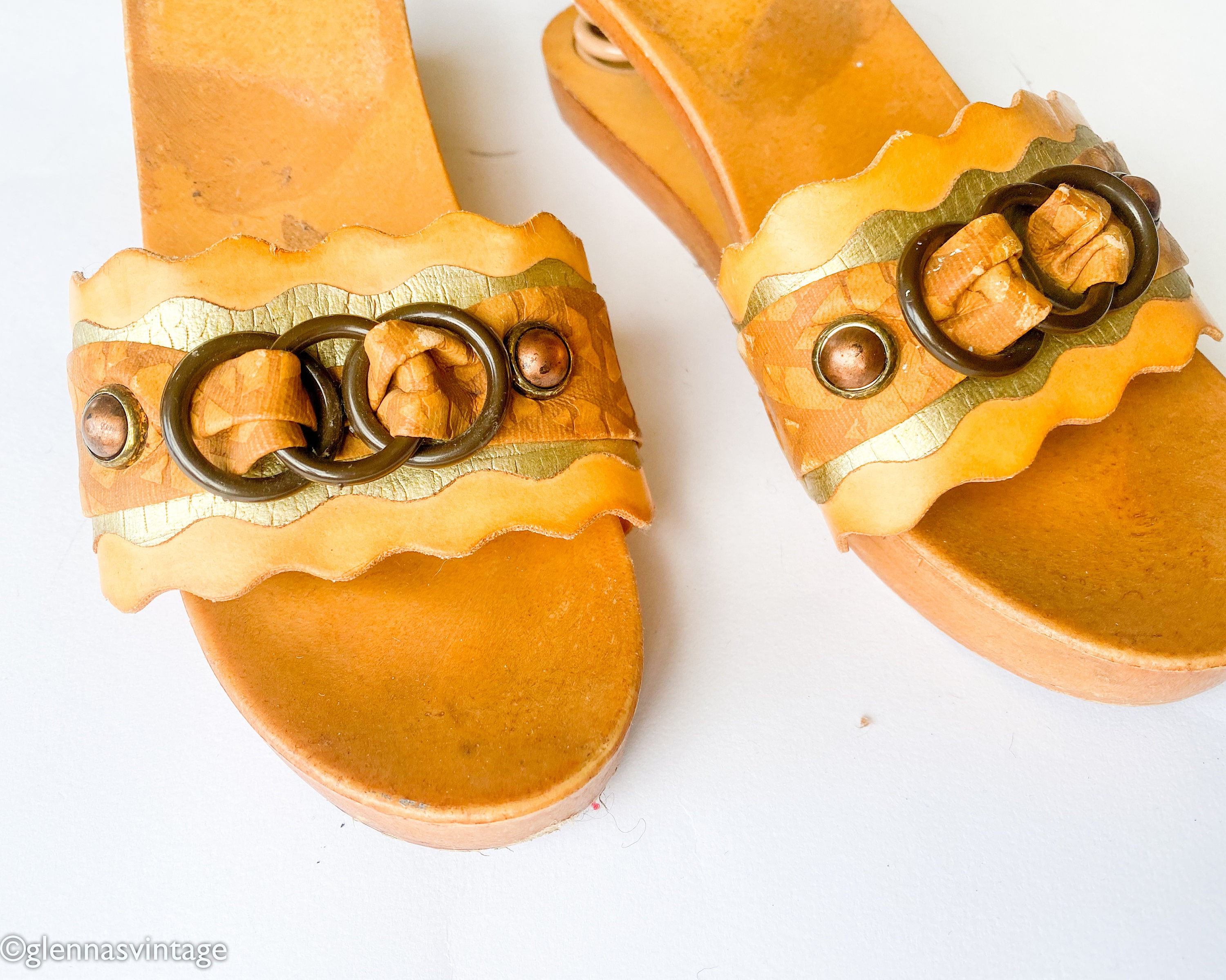 1970s Vintage Wooden Sandals | 70s Wood Wedge Slides | 70s Wood Spring ...
