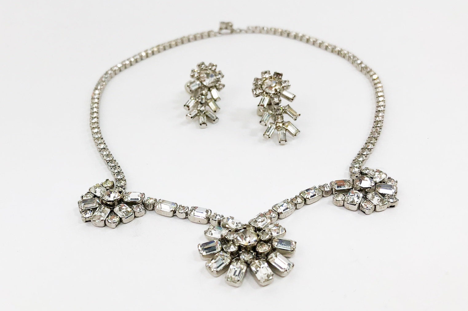 Weiss 1950s Rhinestone Necklace Set 50s Rhinestone Choker | Etsy