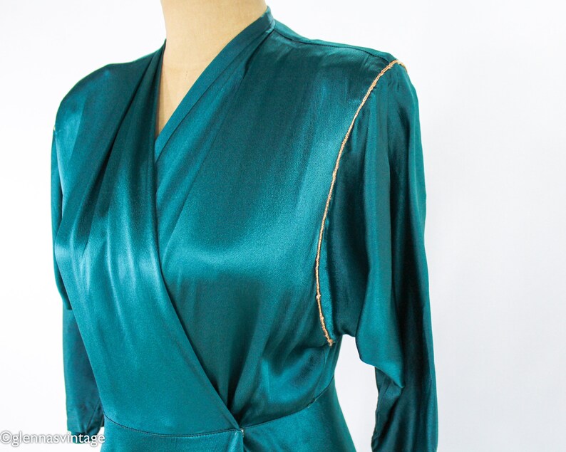 1940s Emerald Green Silk Robe 40s Green Dressing Gown - Etsy