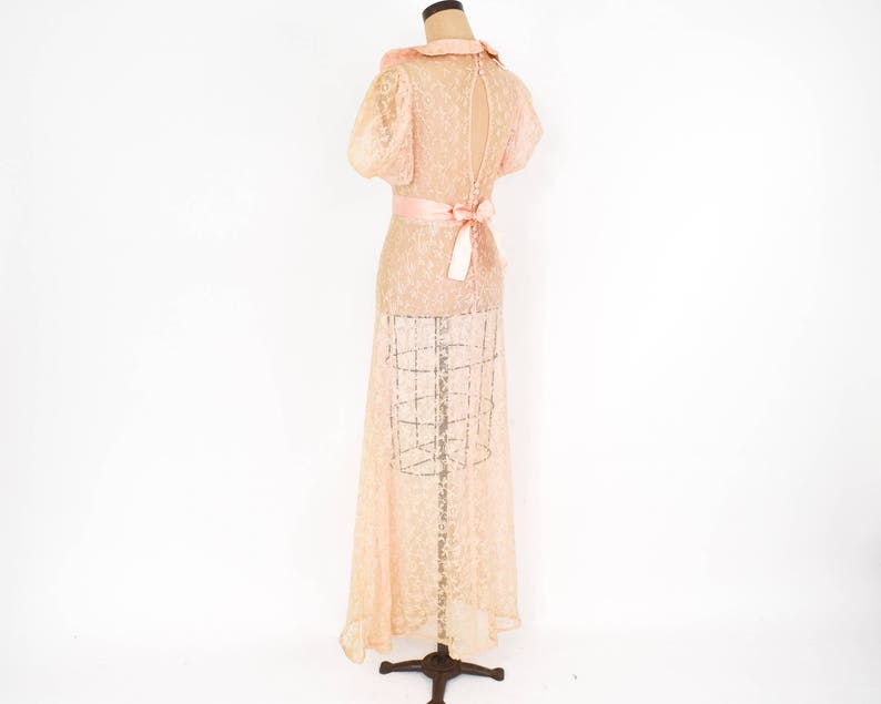 1930s Beige Lace Evening Gown 30s Blush Pink Sheer Floral | Etsy