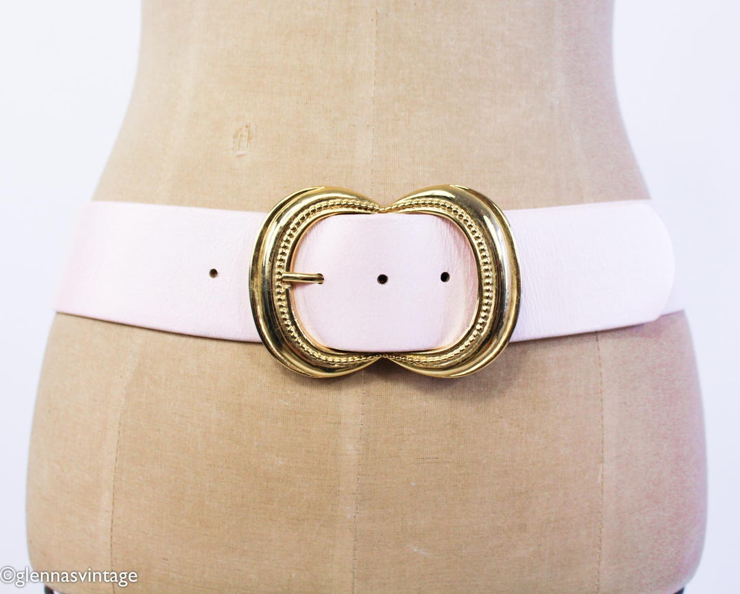 1980s Pale Pink Leather Belt | St Johns Gold Buckle, Size 12 - Etsy