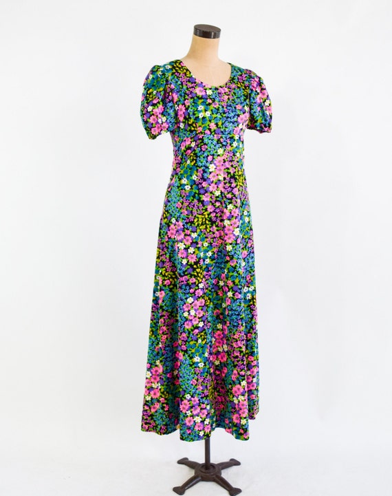 1970s Floral Maxi Dress | 70s Tiny Flowers Maxi Dress… - Gem