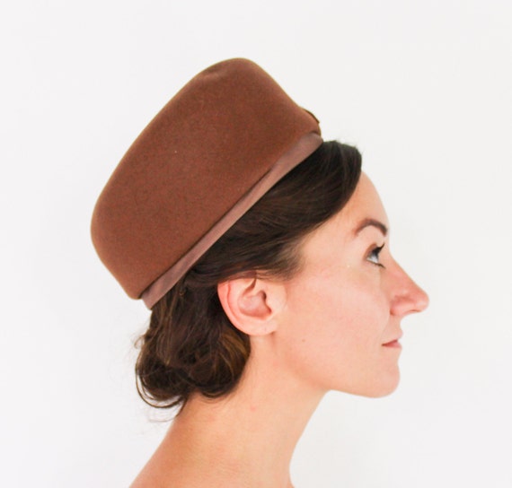 1960s Brown Wool Felt Hat | 60s Brown Mod Wool Hat | … - Gem