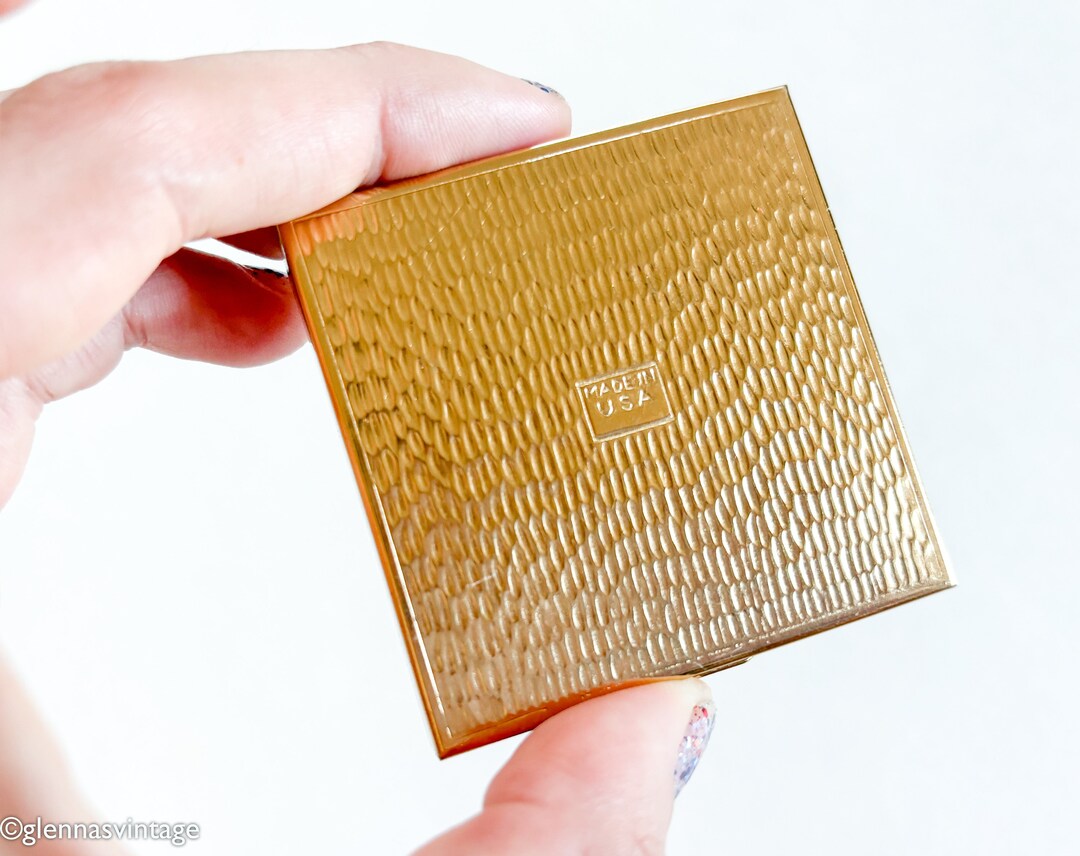 1950s Vintage Gold Square Compact | Pin up Style - Etsy