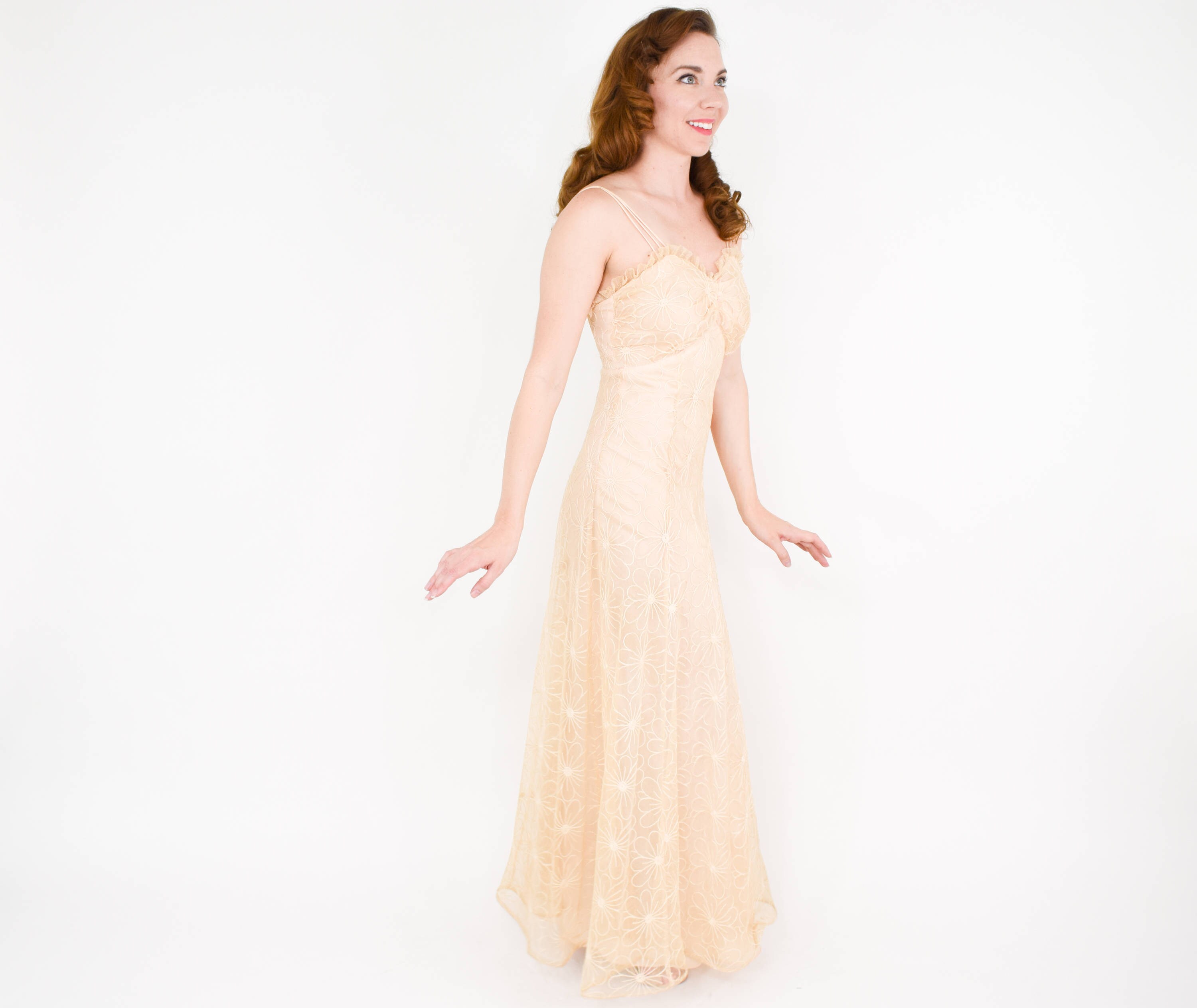 1930s Beige Lace Dress & Bolero 30s Beige Tambour Lace | Etsy