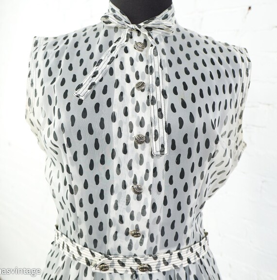 1940s White Polka Dot Dress | 40s Black & White Polka… - Gem