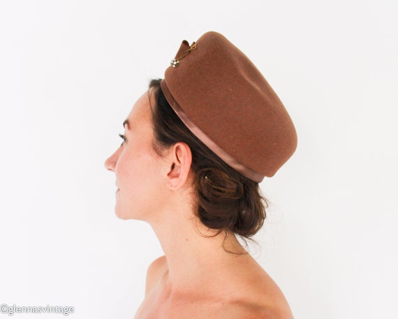 1960s Brown Wool Felt Hat | 60s Brown Mod Wool Hat | … - Gem