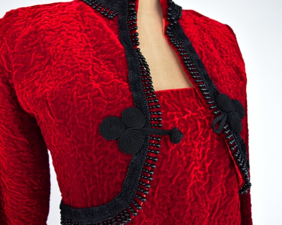 1960s Red Velvet Dress & Jacket | 60s Red Velvet Mini… - Gem