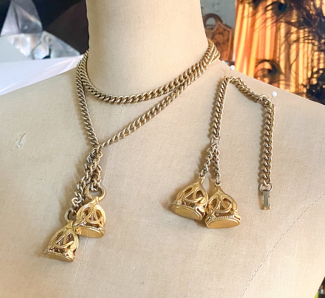 1950s Gold Necklace & Bracelet Set 50s Gold Lariat Necklace - Etsy